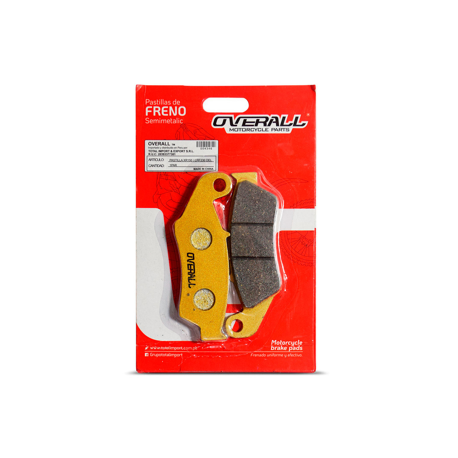 PASTILLA DE FRENO DELANTERA XXR150/CRF230 - Grupo Total Import